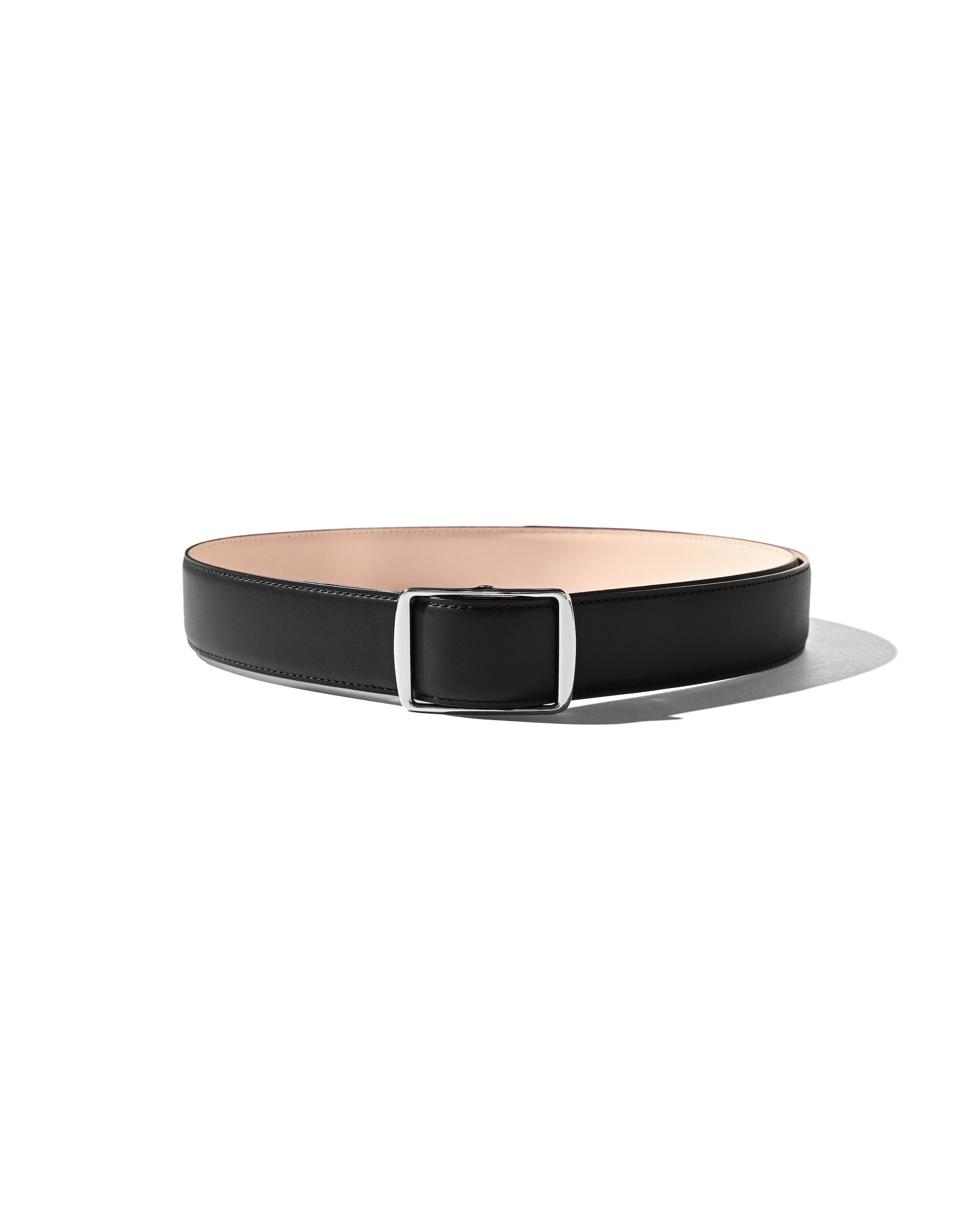 HOLELESS ESSENTIAL LEATHER BELT (BLACK)