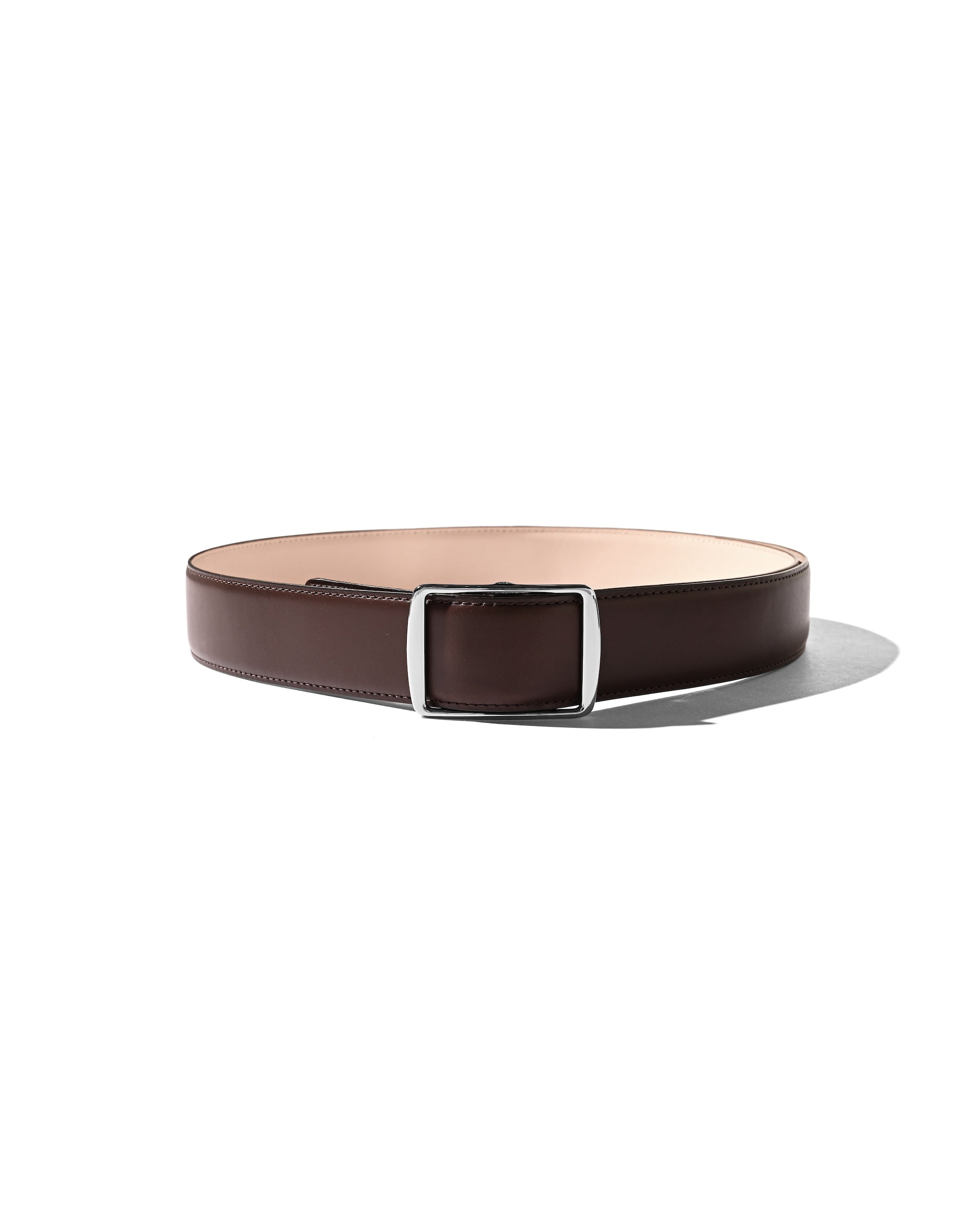HOLELESS ESSENTIAL LEATHER BELT (BROWN)
